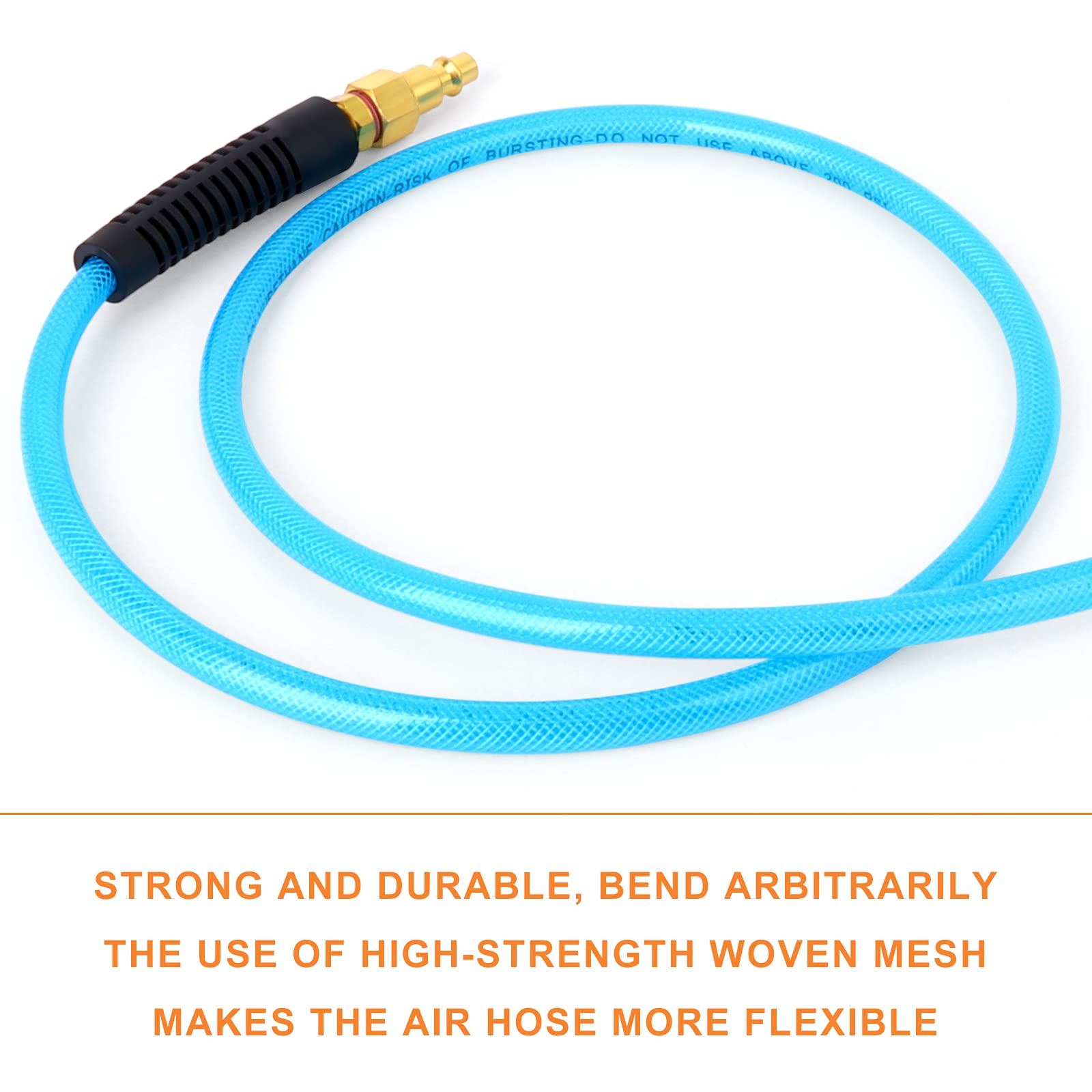 GASHER 1/4'' x 100FT Polyurethane Air Hose, Maximum Working Pressure 300PSI,Composed of Brass And Blue PU hose, Easy to Install