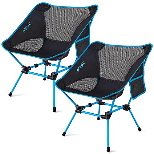 G4Free 2Pcs Folding Camping Chairs Portable Camping Table Aluminum Folding Table