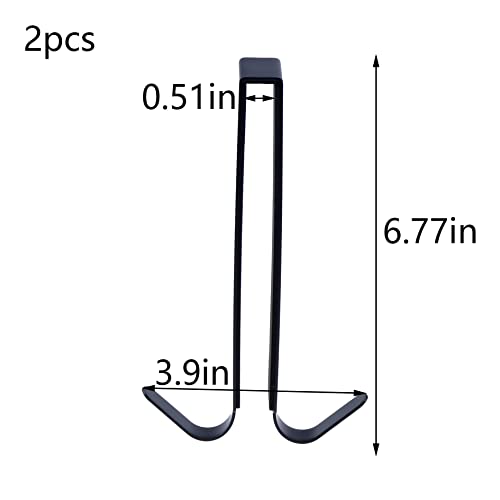 Tighall 2PCS Stainless Steel Black Double Sided Shower Door Hooks, Drilling-Free Over The Door Towel Rack, 6.77inch Length
