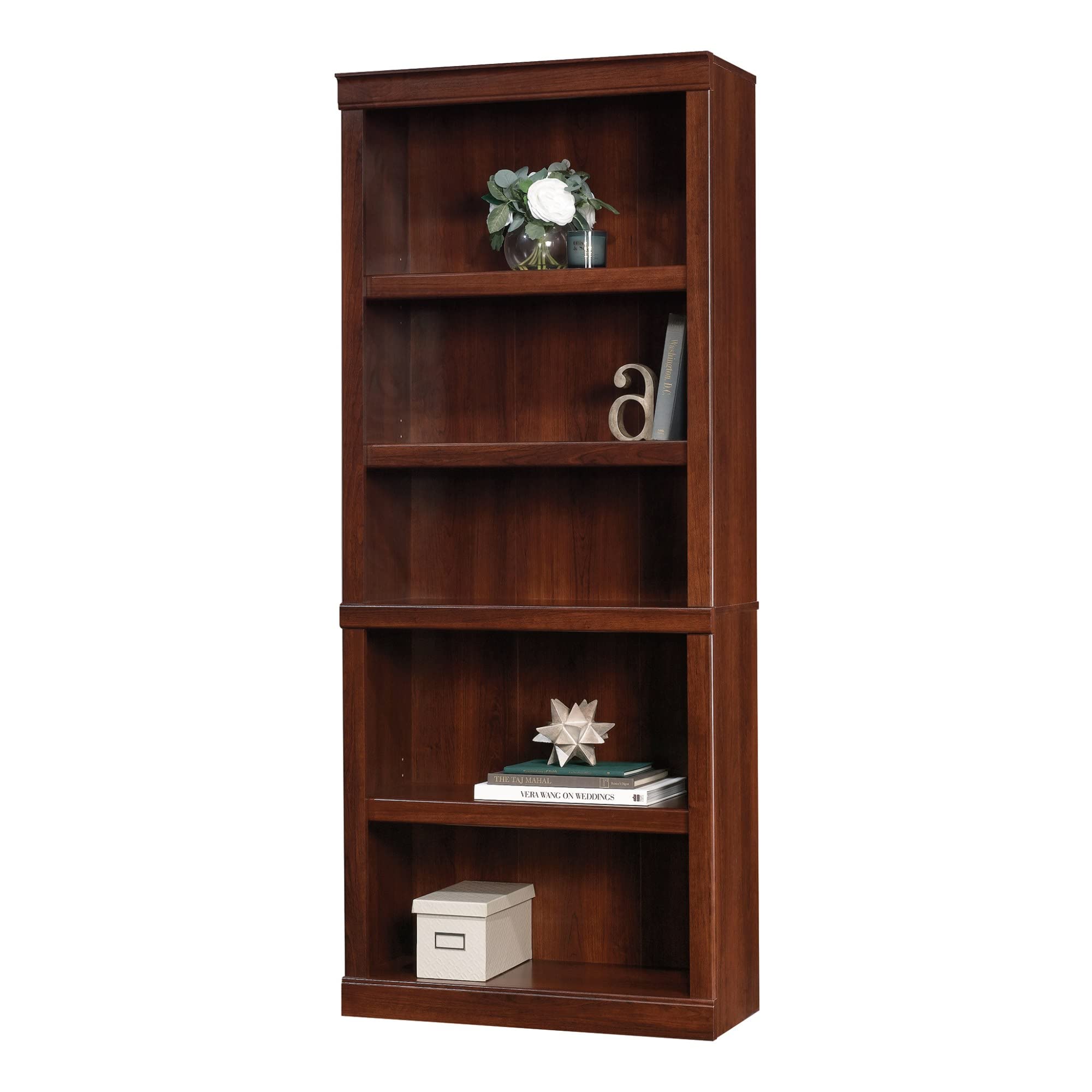 RealspaceĀ® 72"H 5-Shelf Bookcase, Mulled Cherry
