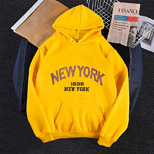 Hoodies For Women Y2K Fall Winter Pullovers Hooded Sweatshirt Tunic Trendy Sweatshirt With Drawstring Streetwear Outwear Yellow