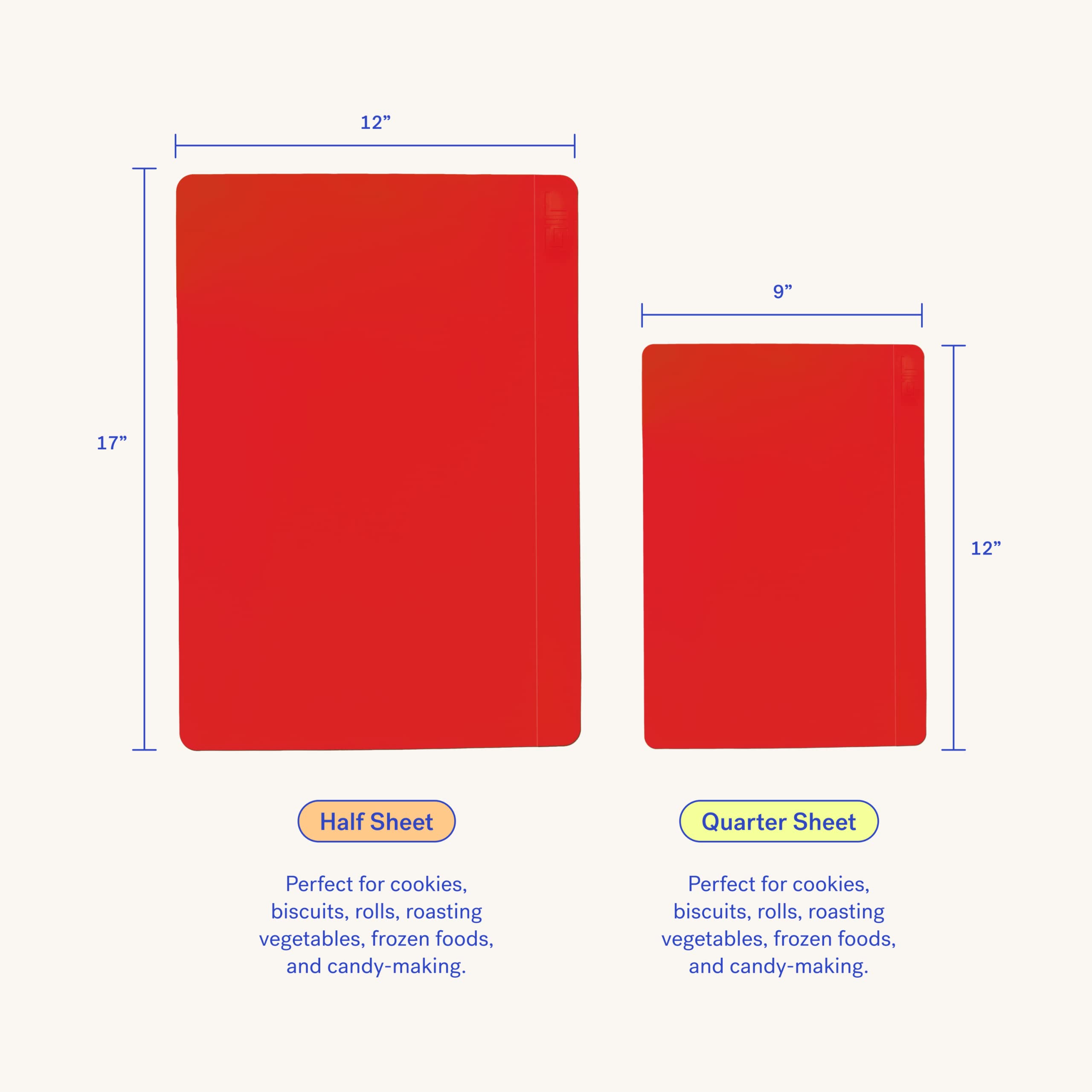 GIR: Get It Right Premium Silicone Baking Mat - Non-Stick, Heat Resistant for Cooking, and Baking Quarter Sheet - 9 x 12, Red