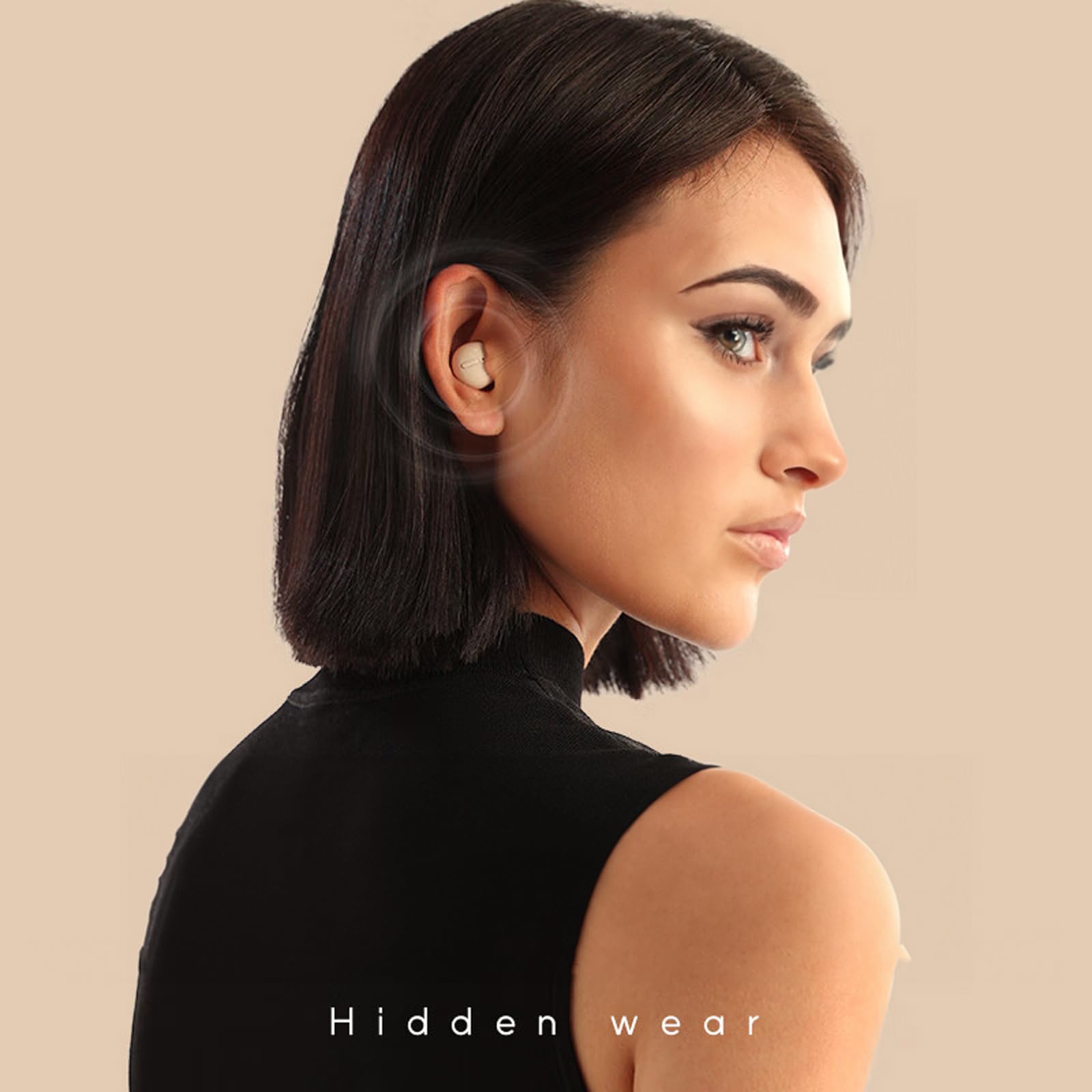 Smallest Invisible Earbuds Wireless Ear Buds Bluetooth in Ear Mini Discreet Small Tiny Earpiece Sleep Earbuds Hidden with Charging Case Headphones for Small Ears Work Sleeping Android iOS Yellow
