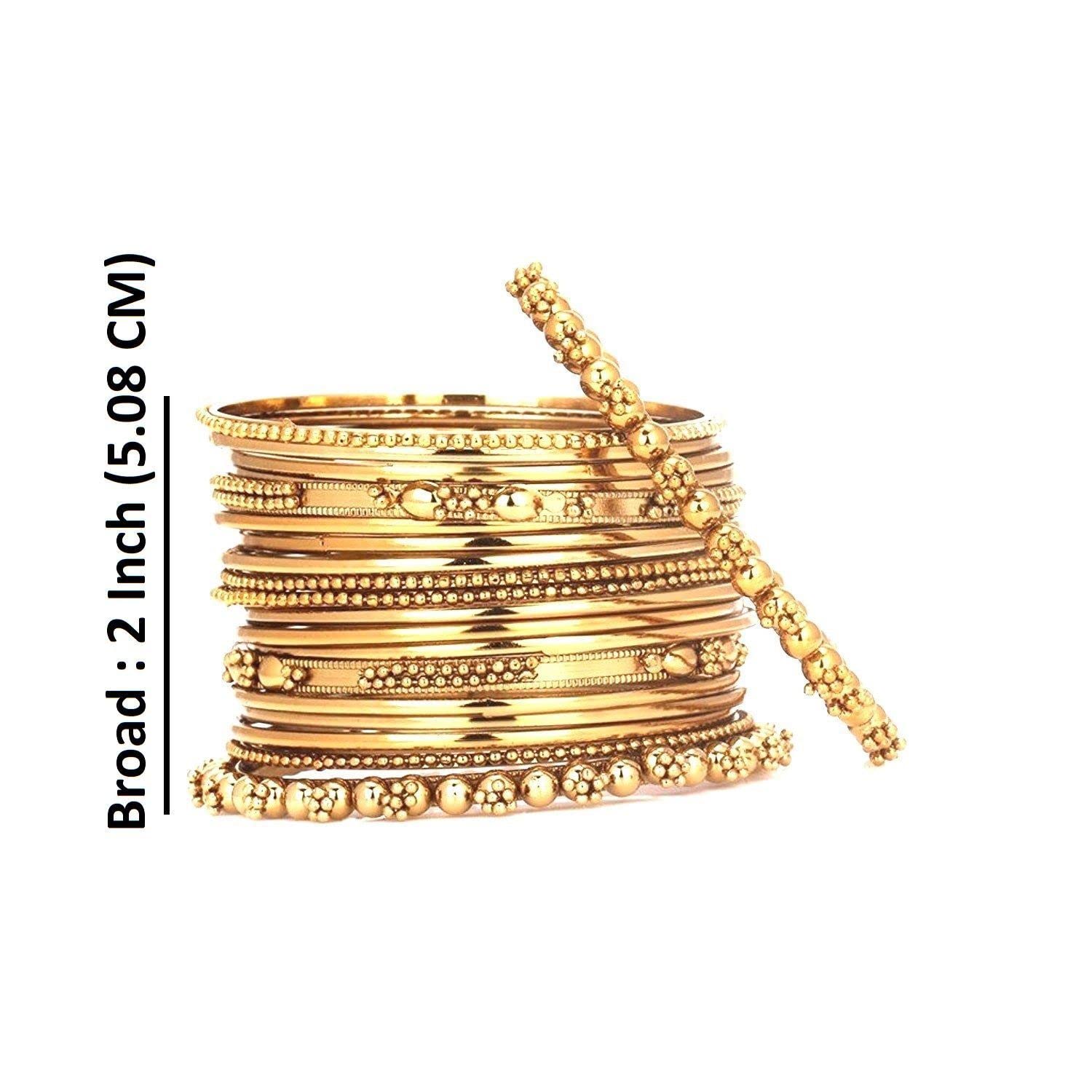 Efulgenz Boho Vintage Antique Ethnic Gypsy Tribal Indian Oxidized Gold Plated Bracelet Bangles Set Jewelry (20 pc)