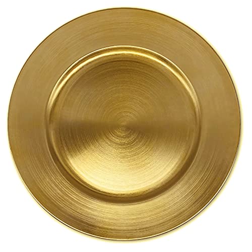 Henilosson Metallic Foil Gold Charger Plates-13 inch-6 pack round Dinner Chargers -Plate Chargers for Dinner Plates - Wedding Décor Place-mats (6, gold)