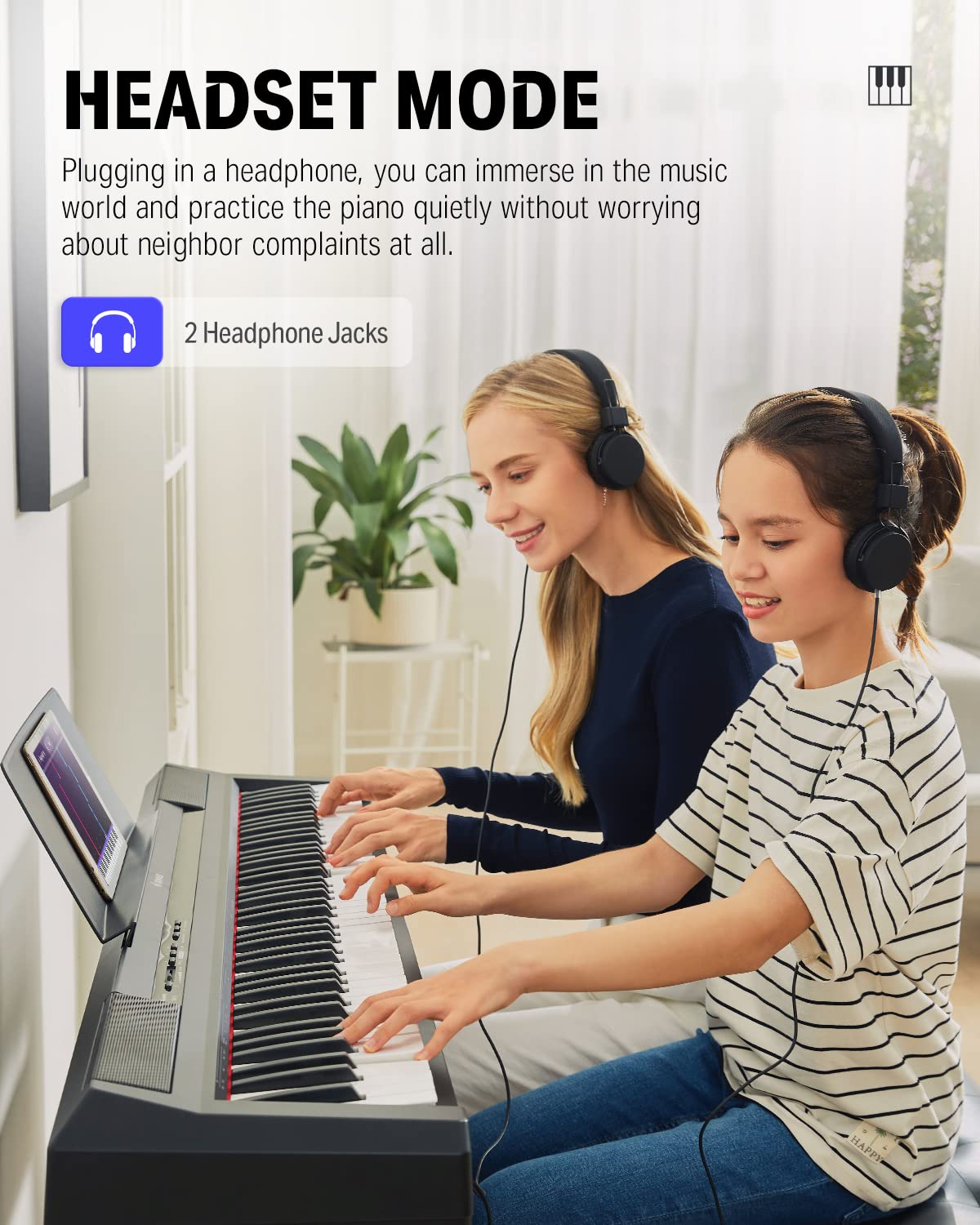 Donner DEP-10 Digital Piano 88 Key Semi-Weighted, Full-Size Electric Piano Portable Keyboard for Beginners, with Sustain Pedal, Power Supply