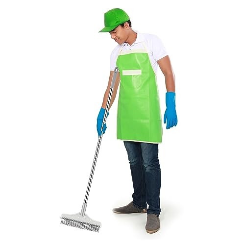 Plastic Two Sided Floor Brush Scrubber Suitable for Bathroom Tile Floors Garage Cleaning (White Gray)