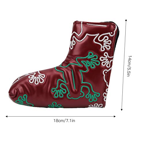Embroidery Putter Headcover, Waterproof Golf Putter Head Cover, with Strong Magnetic Closure, Wine Red for Golf Home(Red Wine)