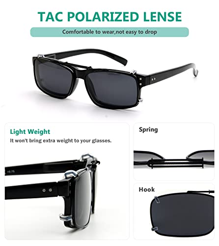 Eyekepper Metal Frame Rim Polarized Lens Clip On Sunglasses 56 * 34MM Grey Lens
