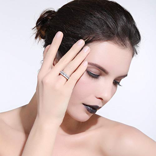 Emerald Cut Eternity Wedding Band Ring for Women by Ginger Lyne Cubic Zirconia Sterling Silver Bridal Jewelry Size 9