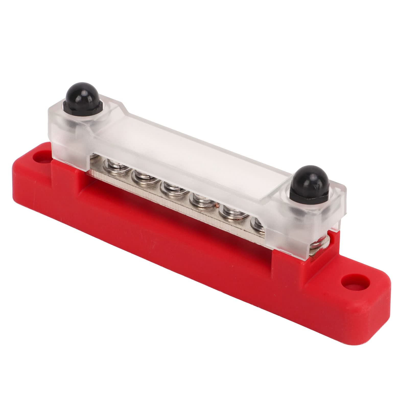 KOSDFOGE 48V 150A 6 Terminal Bus Bar Power Distribution Block with Cover M6 Studs M4 Screws for Car RV Caravan Marine Boat(Red CP-0965-02)