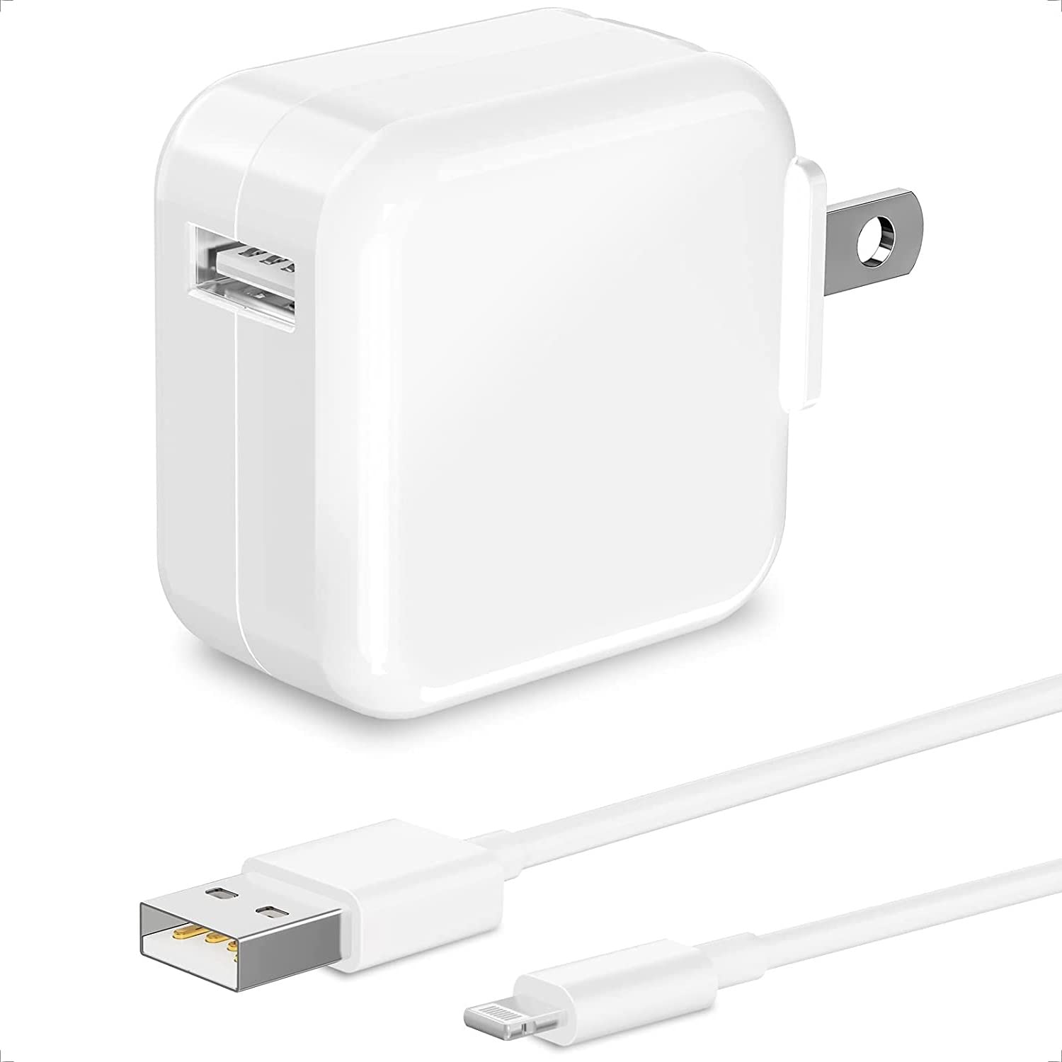 iPad Charger iPhone Charger [MFi Certified],tiavalmax 12W Fast USB Wall Charger Portable Foldable Travel Plug with Lightning Cable for iPhone, iPad, iPad Air, iPad Mini, iPad Pro, AirPods, iPod