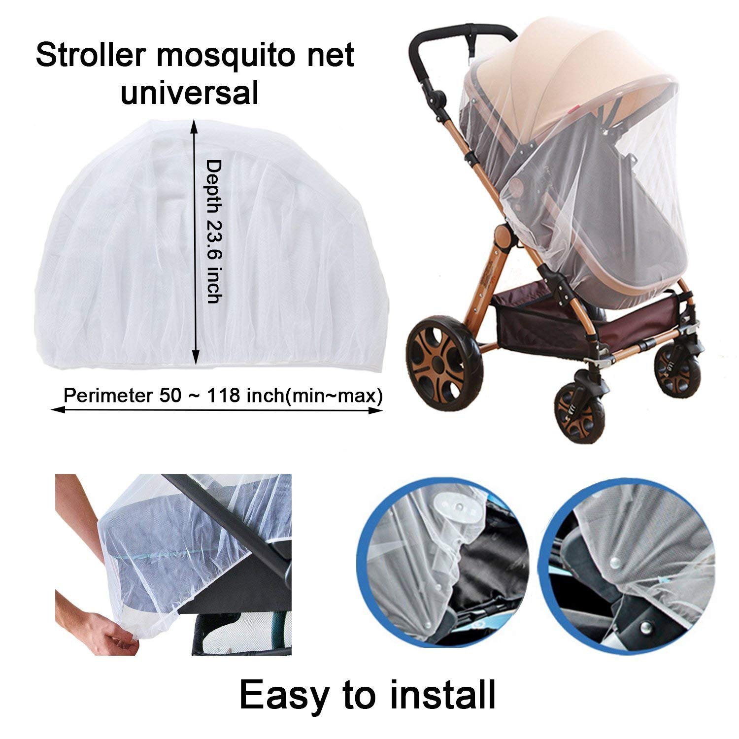 Diagtree 2 Pack Baby Mosquito Net for Strollers, Pack'n'Plays, Car Seat & Bassinets, Playpens & Cribs (2 Pack) (L)