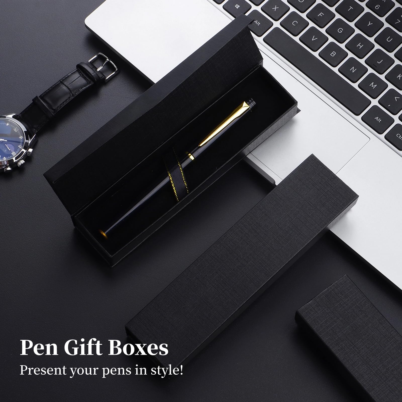 Pen Gift Boxes, 12Pcs Empty Kraft Paper Gift Boxes with Magnetic Closure, Ballpoint Pen Jewelry Gift Boxes with Cushion, Empty Present Collection Paper Gift Cases for Birthday Business Gifting