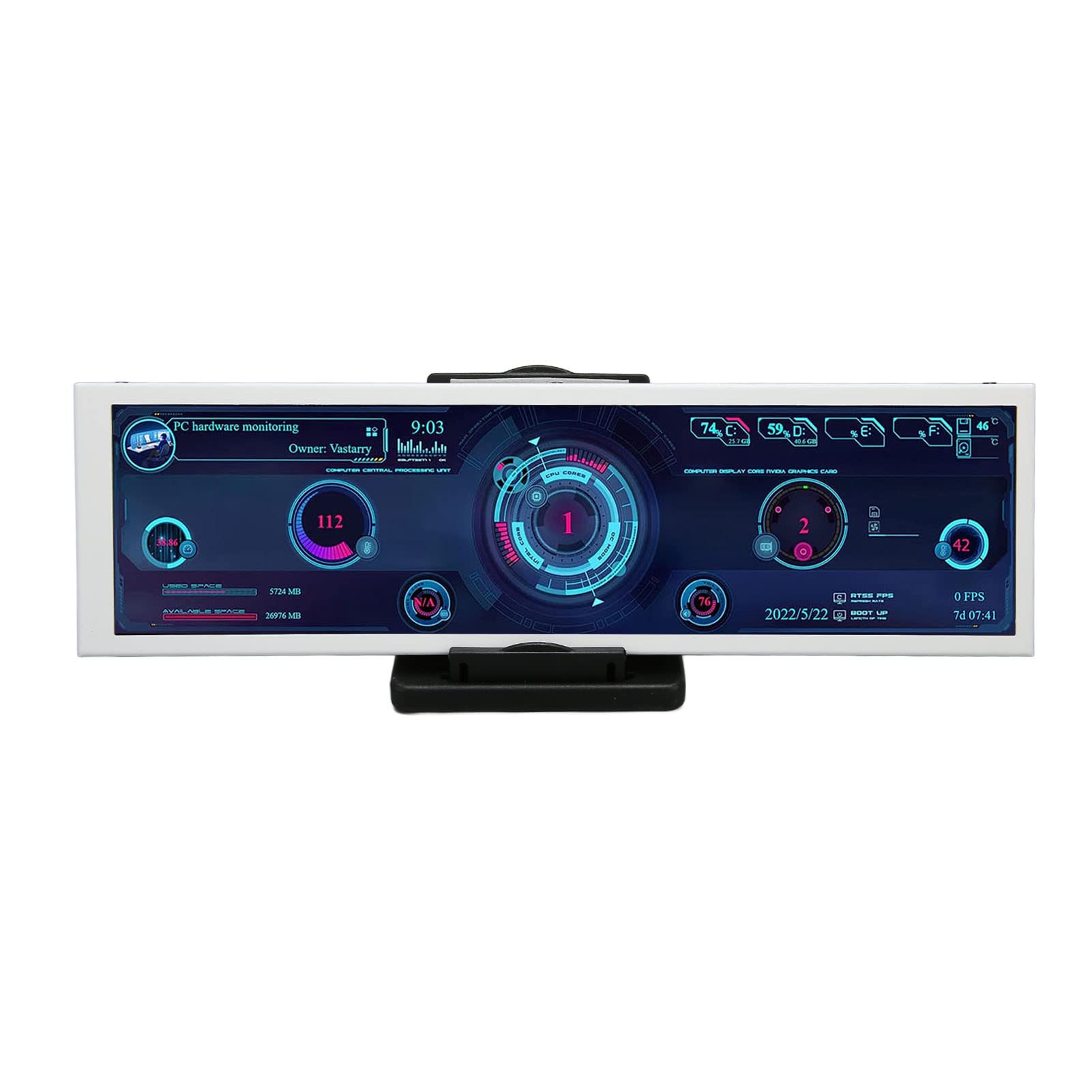 GOWENIC 8.8 Inch USB Mini Screen, AIDA64 PC CPU Data Monitor, Computer Temperature Display Micro USB Sub Screen Theme Editor Auto Off, for RasPi, for Linux