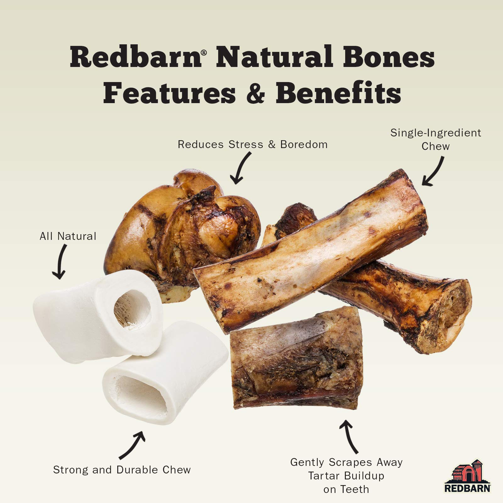 Redbarn Knee Caps for Dogs, All-Natural Single-Ingredient Chews | Great for Aggressive/Power Chewers, 4-Count (Pack of 3)