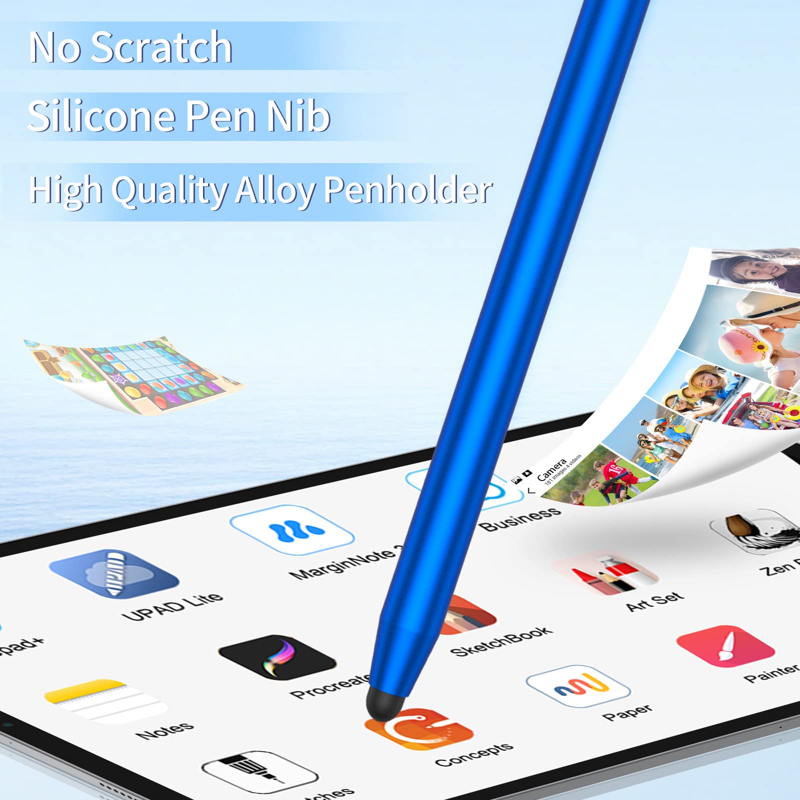 iPad Pencil 2nd Generation with Wireless Charging, Stylus Pen for Apple iPad, Palm Rejection and Tilt Sensitive, Compatible with iPad 6/7/8, iPad Pro 11/12.9 in, iPad Mini 6, iPad Air 3/4/5 (Blue)