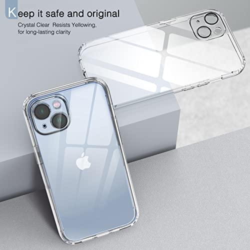 Switdo Compatible with iPhone 14 Case Clear with Built-in Screen Protector&Camera Lens Protector,Transparent Shockproof Cover Full Body Protective Phone Case for iPhone 14 6.1 inch,Clear