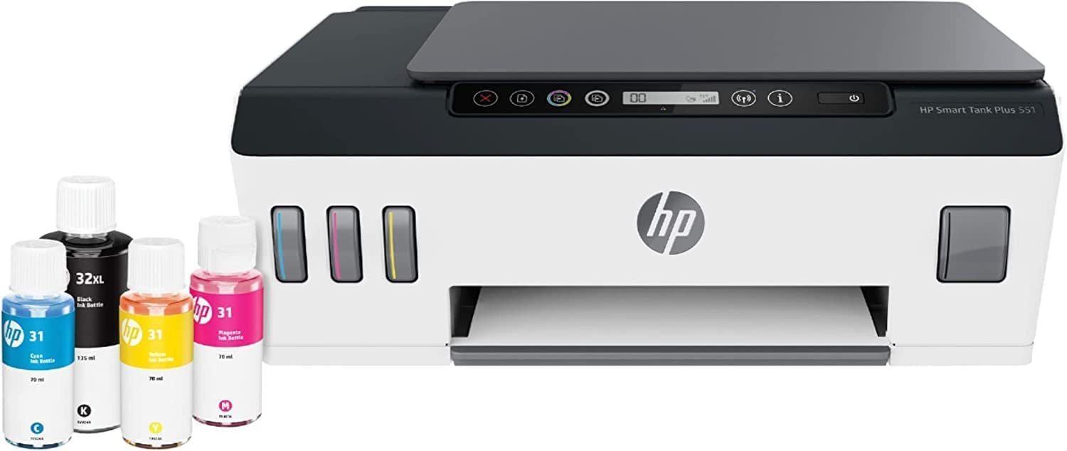 HP Smart Tank Plus 551 All-in-One Wireless Color Inkjet Printer - Print Scan Copy - 11 ppm, 4800 x 1200 dpi, Manual Duplex Printing, Bluetooth, Hi-Speed USB 2.0