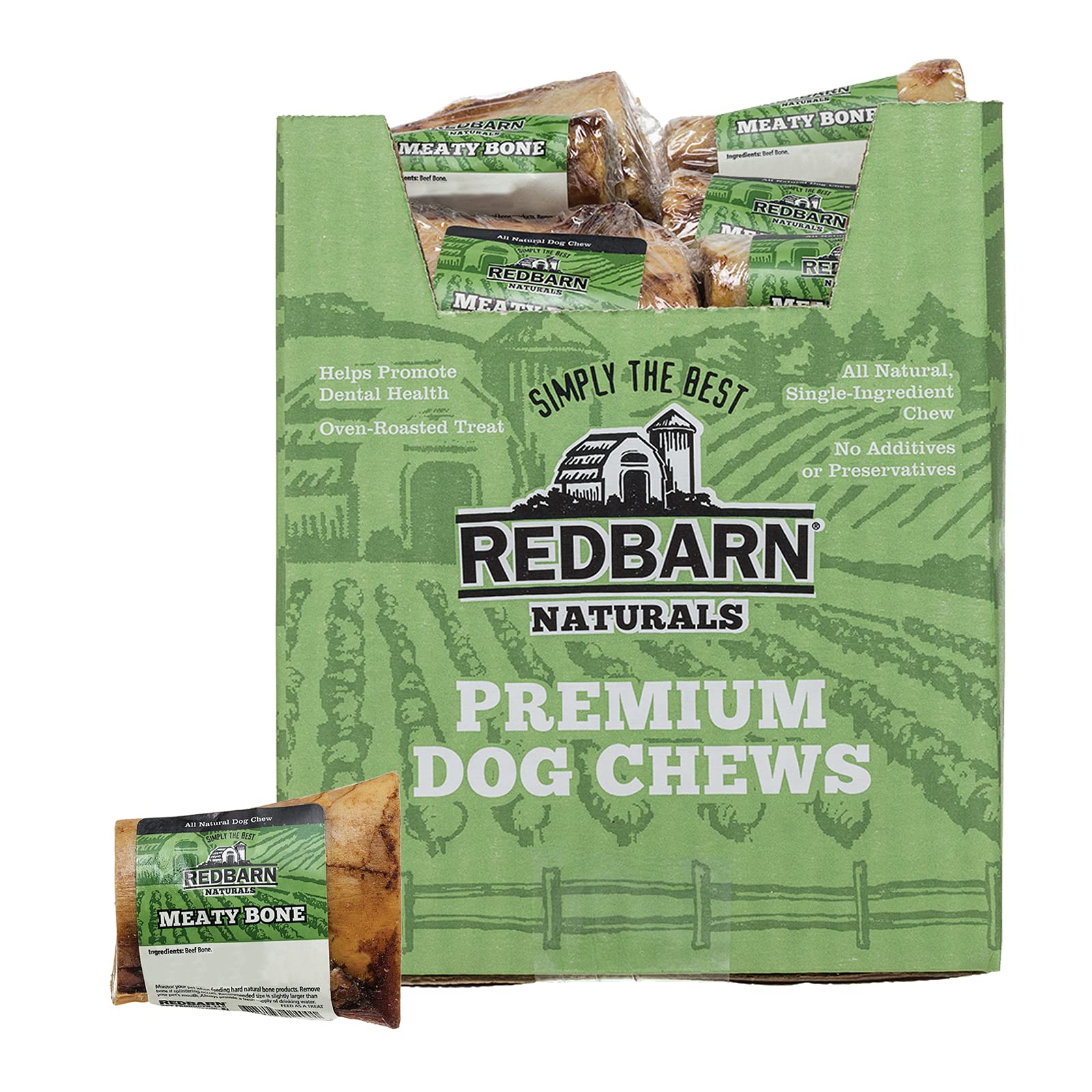 Redbarn Meaty Bones, All-Natural Single-Ingredient Chews | Great for Aggressive/Power Chewers, Small (Pack of 5)