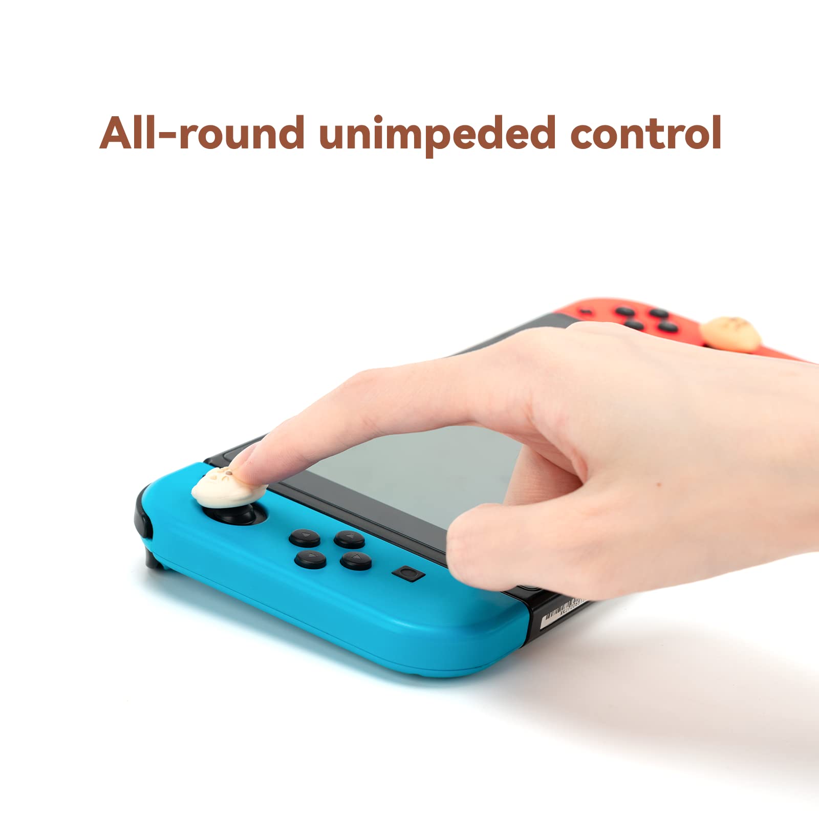 GeekShare Cute Silicone Joycon Thumb Grip Caps, Joystick Cover Compatible with Nintendo Switch/OLED/Switch Lite,4PCS - Milk Tea Cat