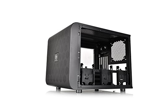 Thermaltake Core V21 SPCC Micro ATX, Mini ITX Cube Gaming Computer Case Chassis, Small Form Factor Builds, 200mm Front Fan Pre-installed, CA-1D5-00S1WN-00 Black
