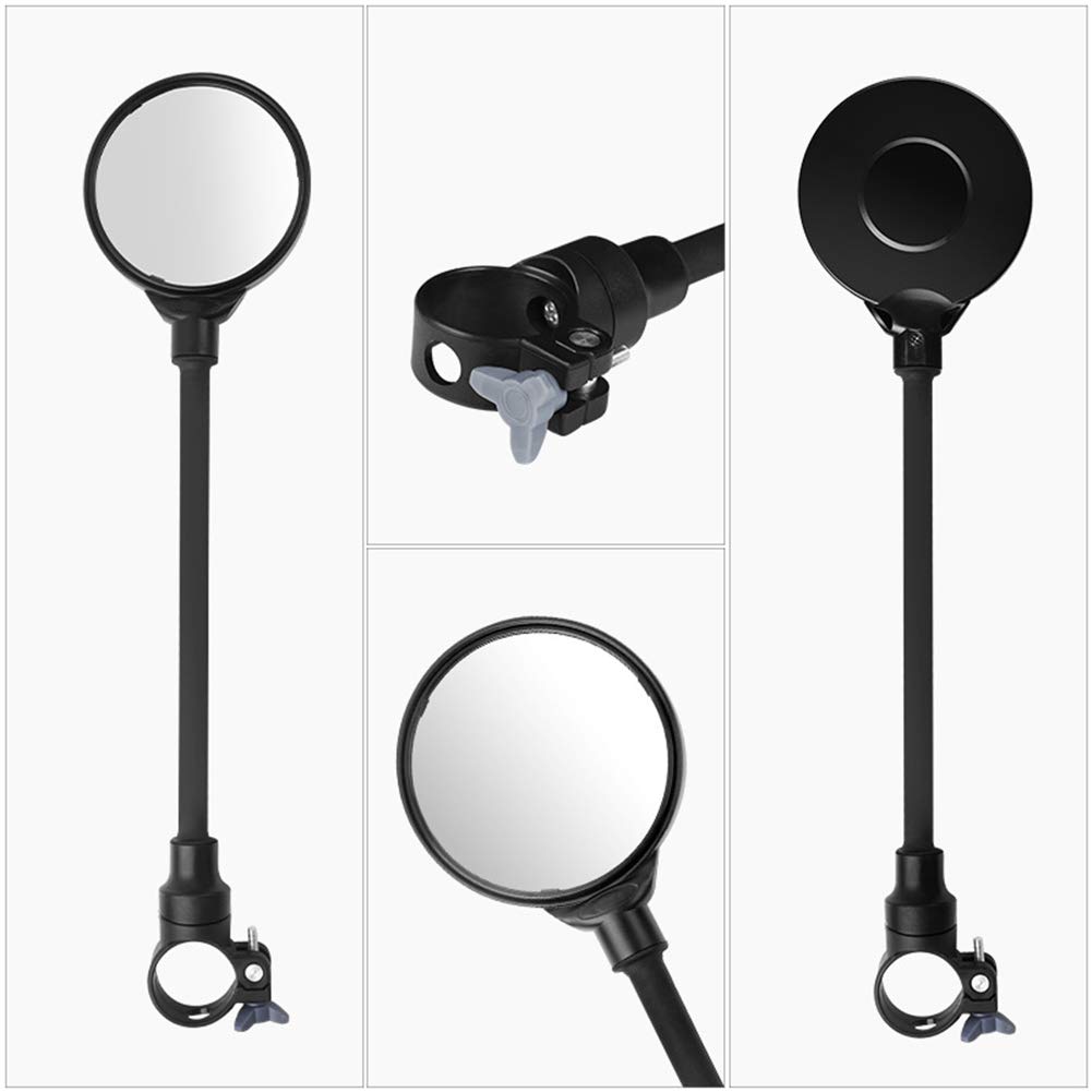 Feluz Bike Mirror, Handlebar Mount Rear View Mirror 360°Adjustable Rotatable, Wide Angle Acrylic Convex Mirrors Glasses for Mountain Road Bike, Cycling Accessories