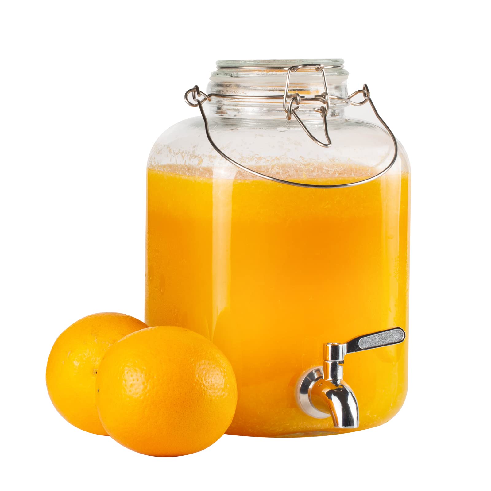 Glass Drink Dispenser for Parties, 1 Gallon Glass Beverage Dispenser with Spigot and handle,Glass Water Dispenser, Juice Dispensers for Fridge, Lemonade & Laundry Detergent Dispenser (1Pack)