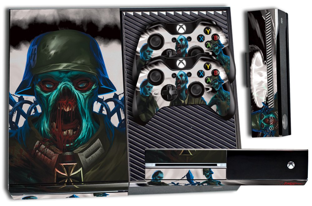 Designer Skin Sticker for the Xbox One Console With Two Wireless Controller Decals Zombie Trooper