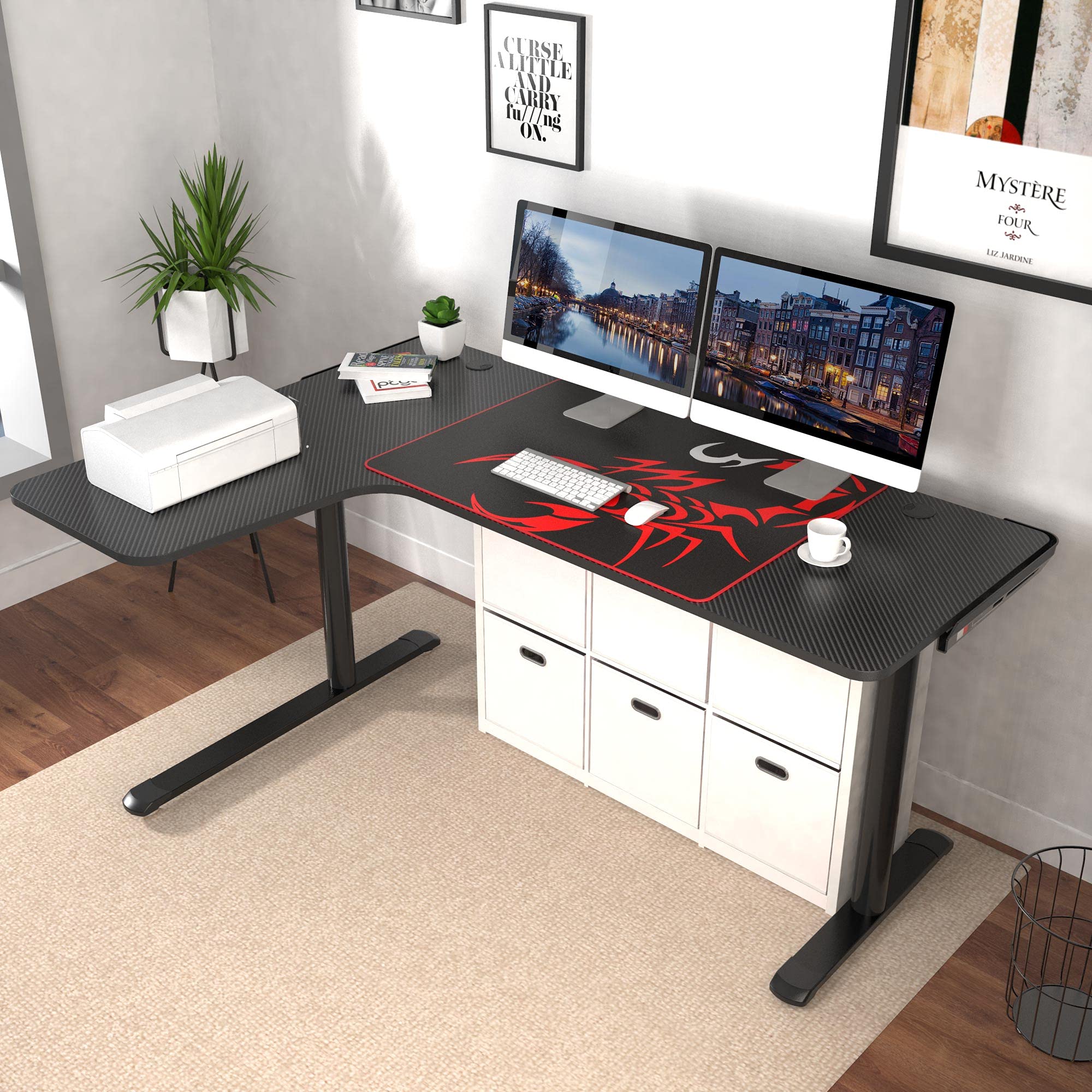 EUREKA ERGONOMIC L Shaped Gaming Desk, 60 Inch L60 Home Office Corner PC Computer Gamer Table Large Writing Workstation Gifts w Mouse Pad Cable Management, Space Saving, Easy to Assemble, Left, Black