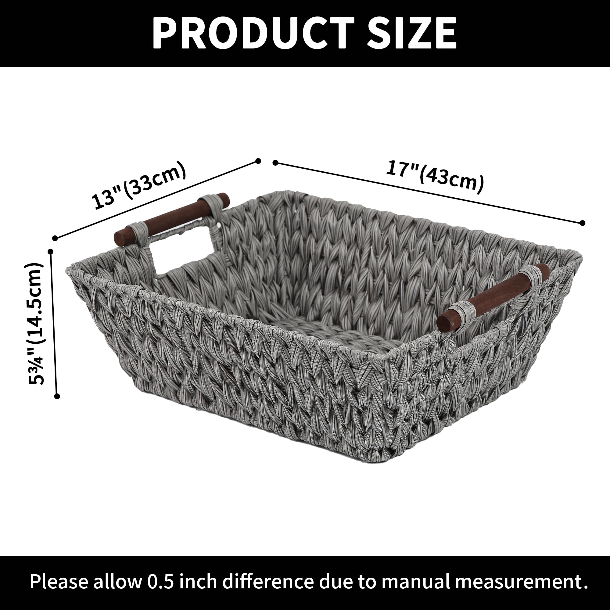 GRANNY SAYS 2-Pack Wicker Baskets with Handles for Storage, Set of 2, 17"L x 13"W x 5H