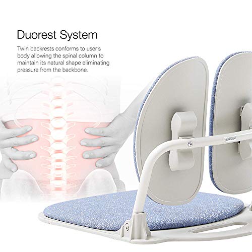 Duorest Folding Floor Chair, Sponge Seat, System with Twin Backrests, Maintain Posture and Comfort, Ergonomic for Home and Office, Mediation Reading Gaming Stadium [Leaf Blue]