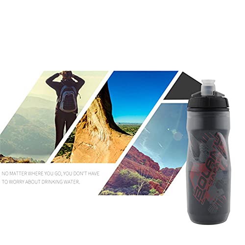 Zsling Bottle Sport Squeeze Insulated Water Bottle 20oz - BPA-Free, Sport & Bike Squeeze Bottle (Black gray-20oz)