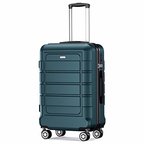 SHOWKOO Carry-On Luggage PC+ABS Durable Hardside Suitcase with Spinner Wheels TSA LOCK, 20-Inch, Armygreen
