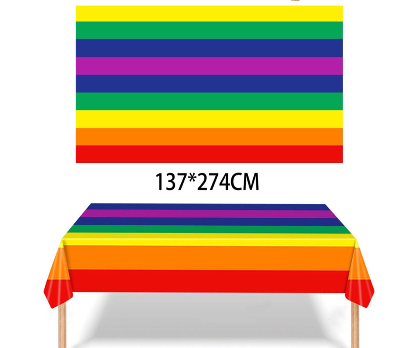 RCFFDL Pride Rainbow Tablecloth, 2 Pack Disposable Table Covers, 54" x 108" Plastic Table Cloth for Rectangle Tables for Wedding, Party, Banquet, Burgunday