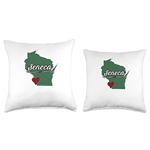 SENECA WI - Clothing and Merch Seneca-Wisconsin | WI USA-City State Souvenir-Throw Pillow, 18x18, Multicolor