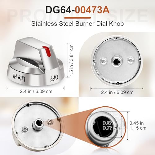 DG64-00473A Top Burner Control Dial Knob Range Oven replacement Compatible with Samsung Range Oven Gas Stove Knob NX58F5700WS NX58H5600SS NX58H5650WS NX58J7750SS NX58M6850SS (5pcs)