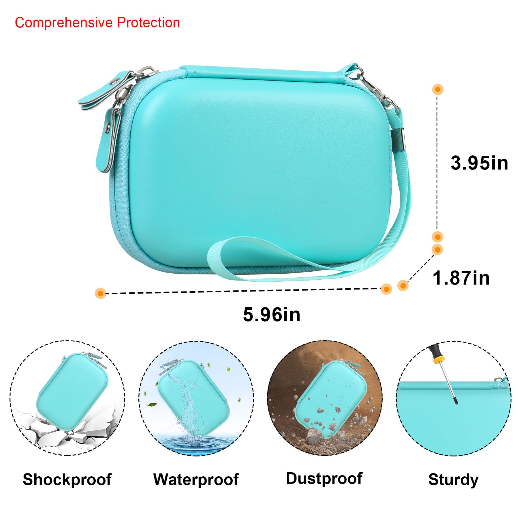 Elonbo Camera Carrying Case for KODAK Printomatic Digital Instant Print Camera, Portable Bluetooth Photo Printer Storage Holder Bag, Mesh Bag Fits Photo Paper,MicroSD Card,USB Cable, Green+Green