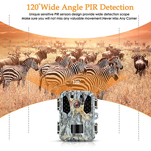 Hawkray Trail Camera 20MP 1080P,Free 32G Micro SD Card and 4AA Batteries,120°Wide-Angle Motion Latest Sensor View 0.2s Trigger time,IP65Waterproof,Game Cameras for Wildlife Monitoring…
