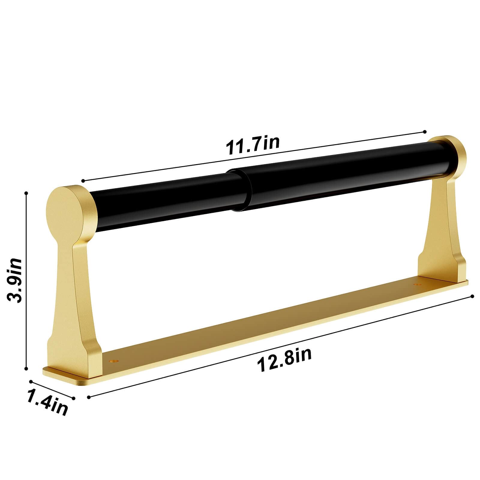 HCHANGEN Paper Towel Holder Under Cabinet Wall Mounted Stainless Steel Paper Towel Holder for Kitchen, Self Adhesive or Screw (Gold Black)