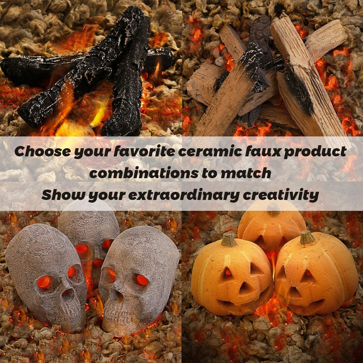 Utheer Glowing Embers for Gas Fireplace, 12 Oz Rock Wool Embers for Vent Free or Vented,Ventless Gas Log Sets, Inserts Indoor Gas Fireplaces