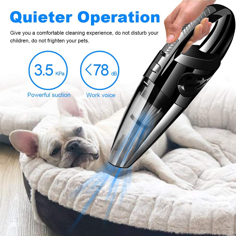 Dustbuster Handheld Vacuum YWUS Rechargeable Vacuum 7Kpa Handheld Cleaner with Filtration System, Cordless, Wet/Dry DC 12V and Low Noise(Black)