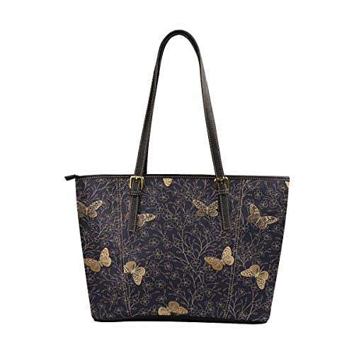 InterestPrint Print Flower and Butterflies Womens Handbag Ladies Purses Shoulder Bags Tote Bag