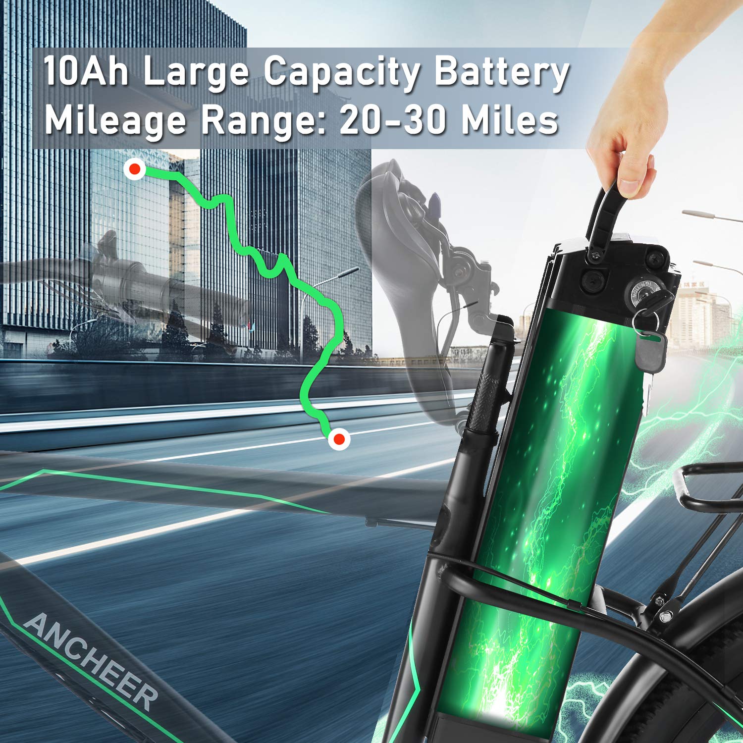 Electric Bike 26" City E-Bike with 10Ah Removable Battery, 250W High Entry Commuting Electric Bicycle