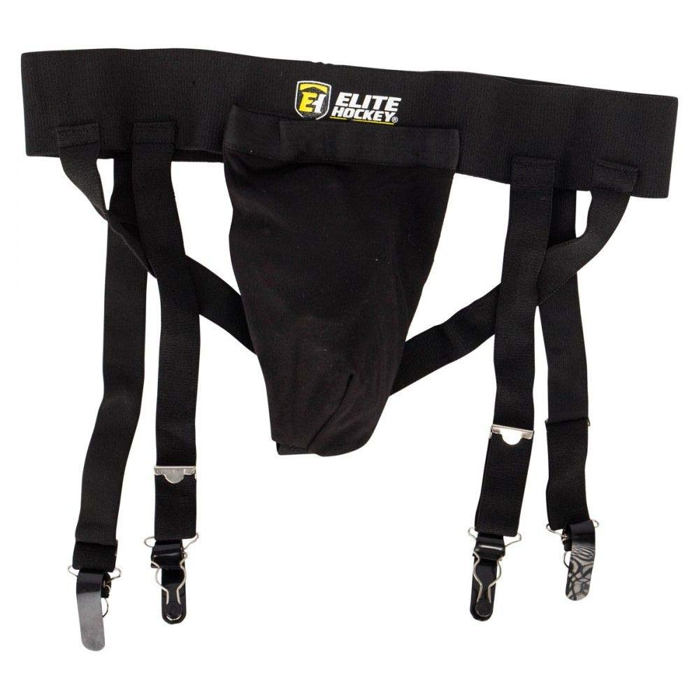 Elite Hockey Pro Support with Cup 3-in-1 (Black, Junior Large/X-Large)