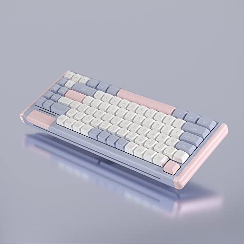 DUSTSILVER K84 Hot-Swappable Wired 75% Kawaii Mechanical Keyboard with Detachable Type-C, RGB Backlit, PBT Keycaps, Gateron Red Switches for Smooth Typing Office Work