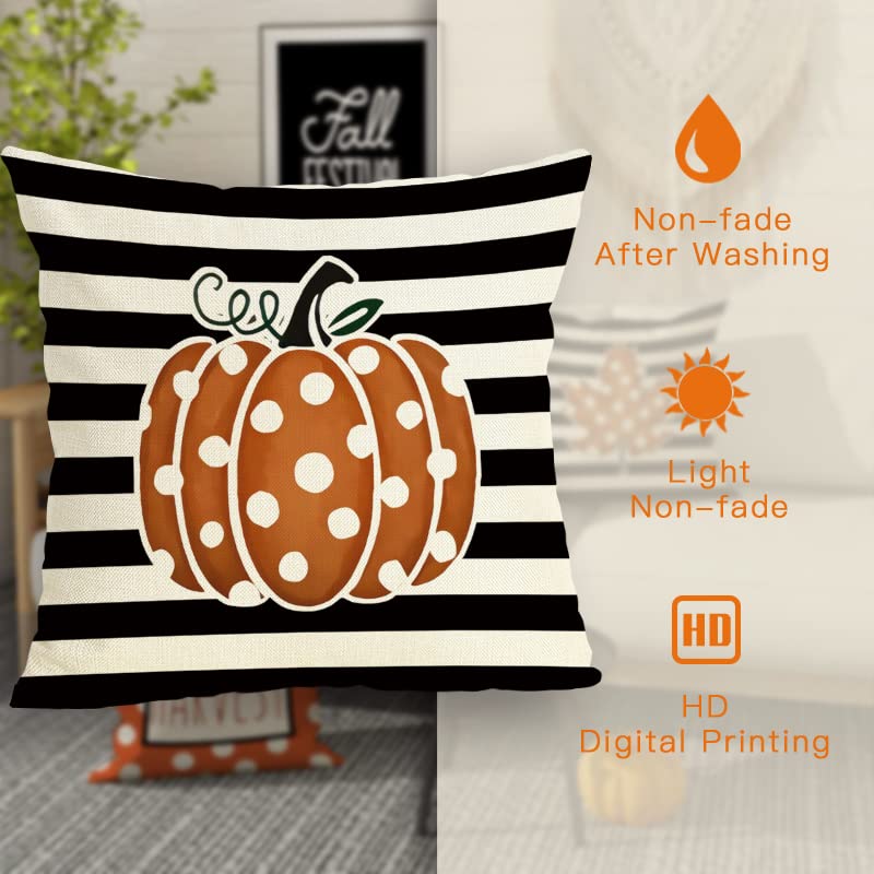 DESIHOM Thanksgiving Fall Throw Pillow Covers 18x18 Inch Set of 4 Fall Decorations for Home Hello Pumpkin Buffalo Plaid Autumn Throw Pillow Covers
