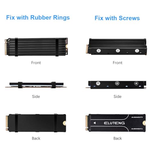 ELUTENG M.2 SSD Heatsink for PS5 / PC Easy Installation Heat Sink M2 SATA NVME Cooling Sink with 4 Thermal Silicone Pads M.2 SSD Cooler Set Heat Reduction for 2280 WD SanDisk Crucial Kingston Samsung