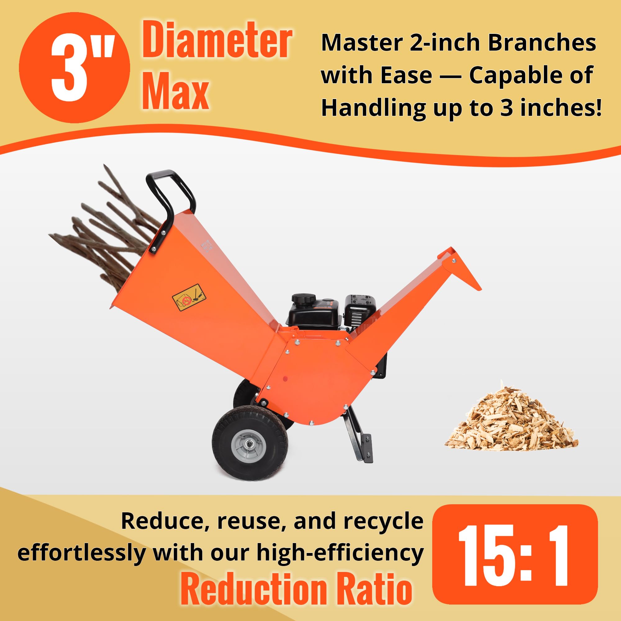 EFCUT C30 Wood Chipper 20:1 Reduction Ratio R0 Wood Chipper Cutting Roller Design [Bundle Deal]