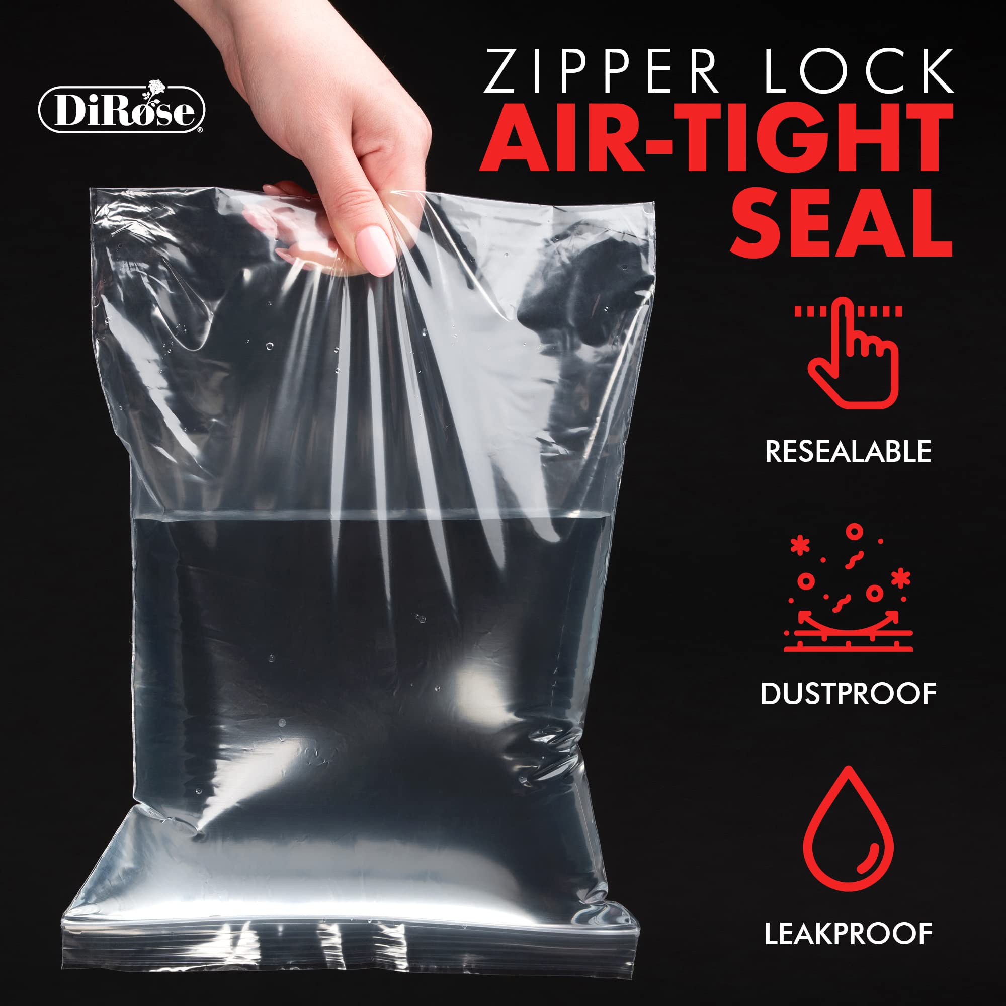 Dirose Reclosable Poly Zip Top Bags – 2.5" x 3" (100 Count), 4 Mil - Plastic Zip&lock Bags – Resealable Plastic Bags with Zipper - Clear Baggies for Jewelry, Pills, Candy